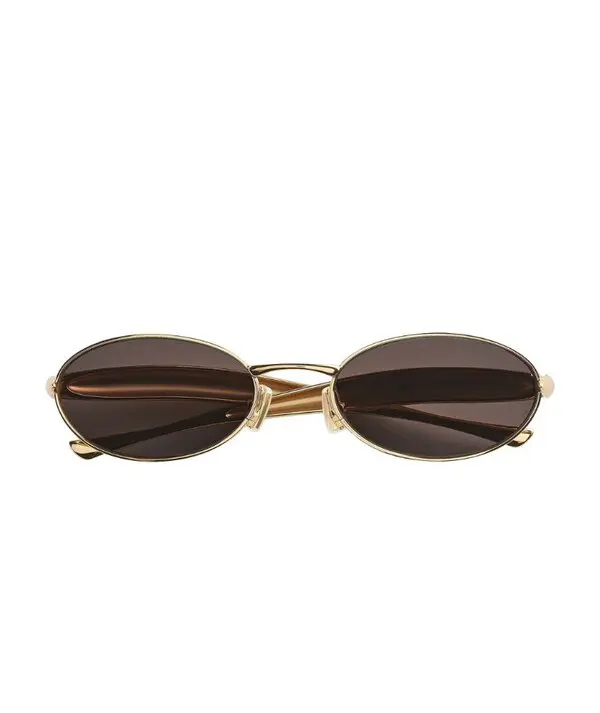 BOTTEGA  VENETA Oval Sunglasses - Gold/grey