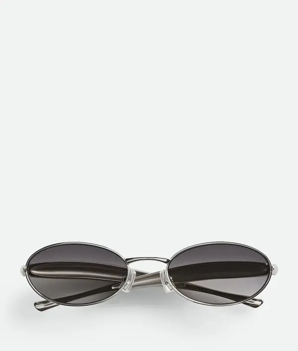 BOTTEGA  VENETA Bottega Veneta Sardine Oval Sunglasses - Silver/grey