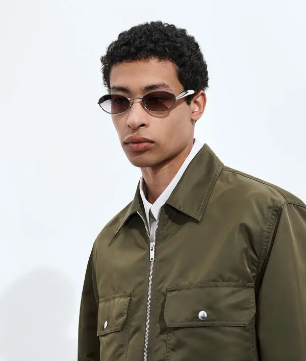 Bottega Veneta Sardine Oval Sunglasses - Silver/grey