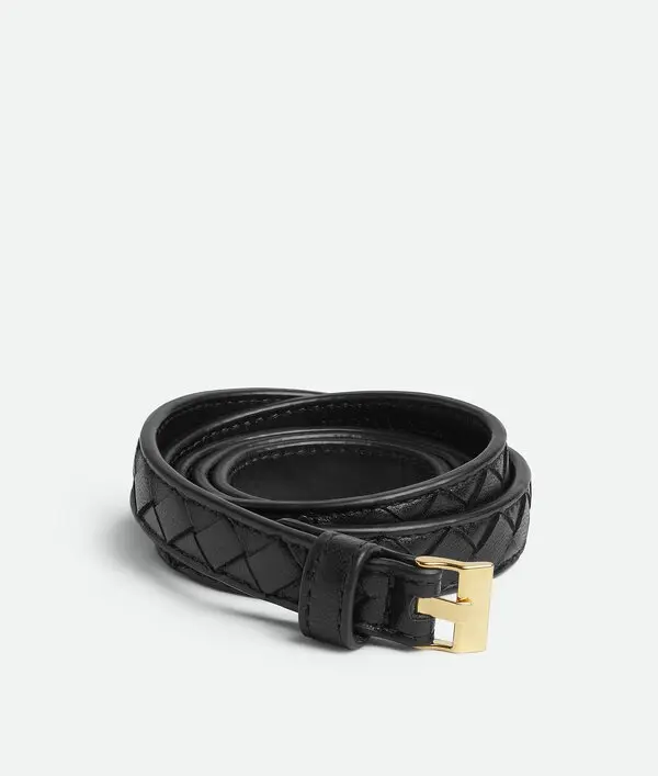 Bottega Veneta Thin Woven Belt - Black