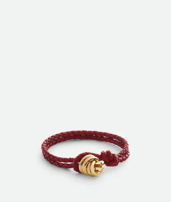 BOTTEGA  VENETA Knot Leather Bracelet - Rosewood