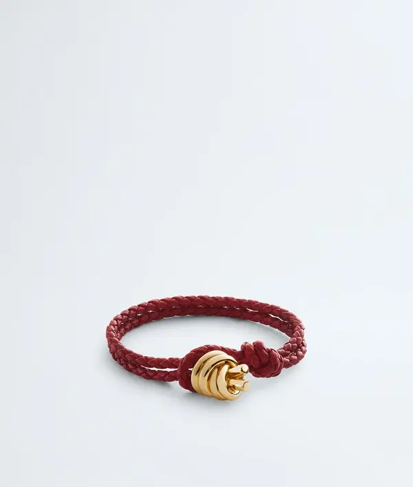Bottega Veneta Knot Braided Leather Bracelet - Rosewood