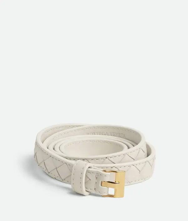 BOTTEGA  VENETA Bottega Veneta Thin Woven Belt - Chalk