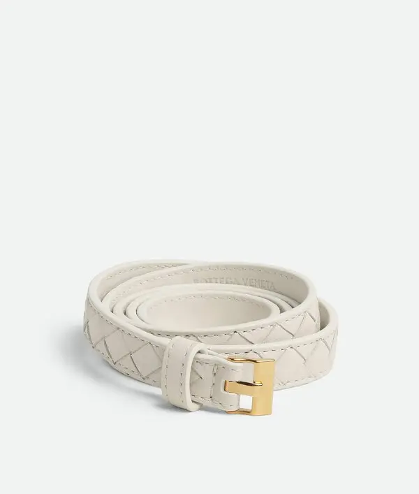 Bottega Veneta Thin Woven Belt - Chalk