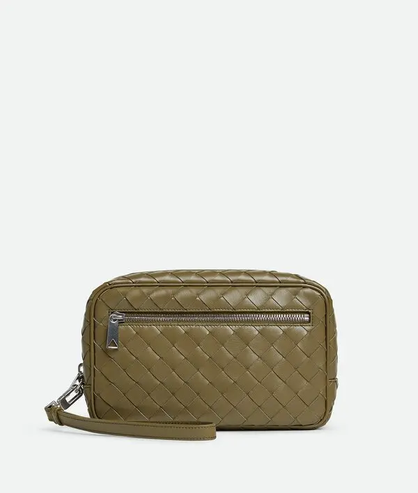Bottega Veneta Intrecciato Small Pouch With Wristlet - Algae
