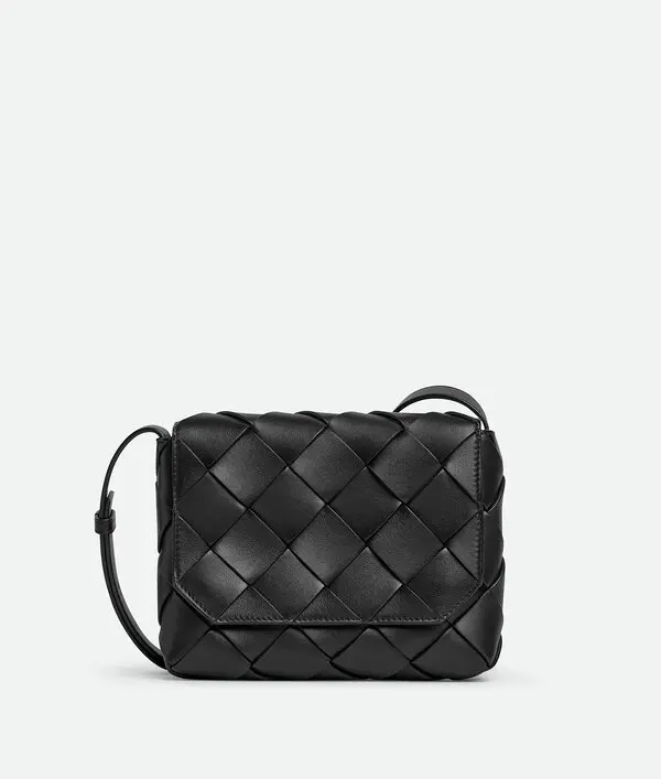 BOTTEGA  VENETA Intreccio Smooth Leather Diago Cross-body Bag - Black