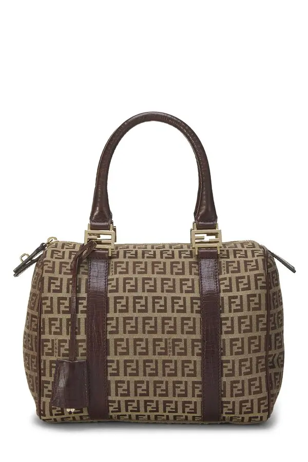 Fendi Zucchino Monogram Boston Bag - Beige