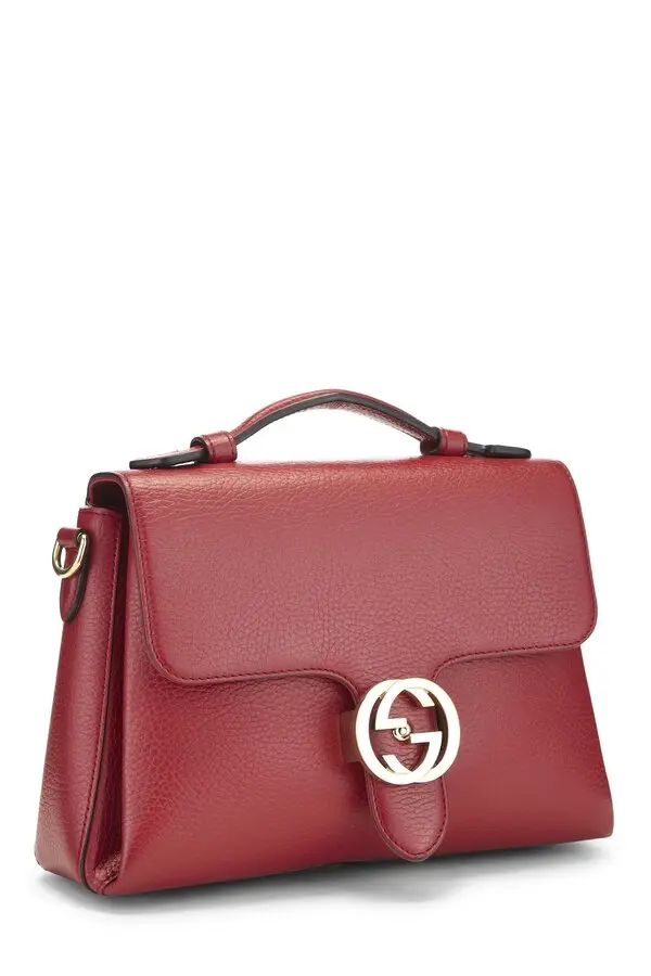 Gucci Grained Leather Handbag With Interlocking Gg Logo
