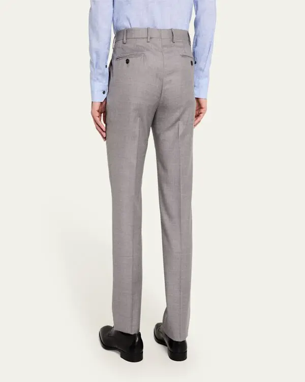Giorgio Armani Wool Flat-front Trousers - Grey