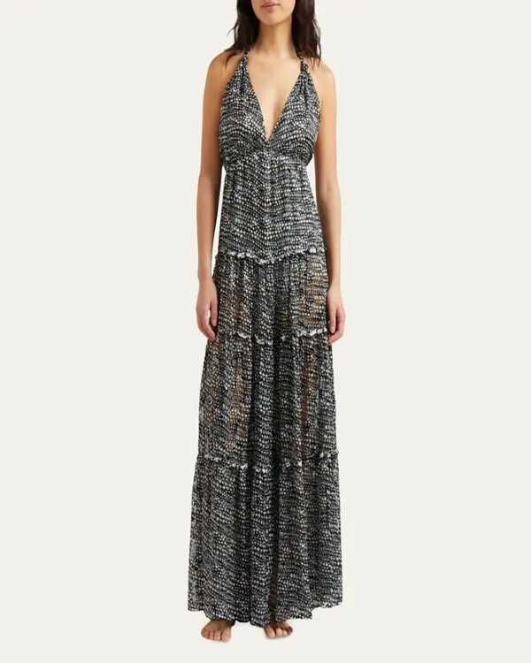 Vilebrequin Pearl Devore Tiered Maxi Dress