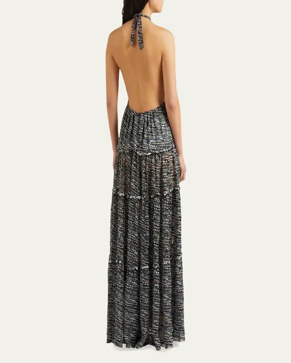 Vilebrequin Pearl Devore Tiered Maxi Dress