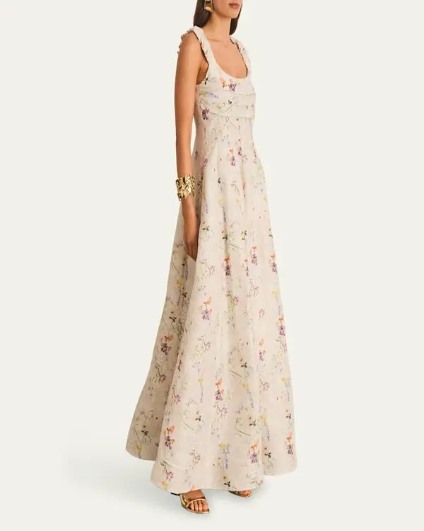 knee length dresses for ladies Women's Silk Dress | Tie-Dye T-Strap Maxi Dress | Anna Kosturova main image 0