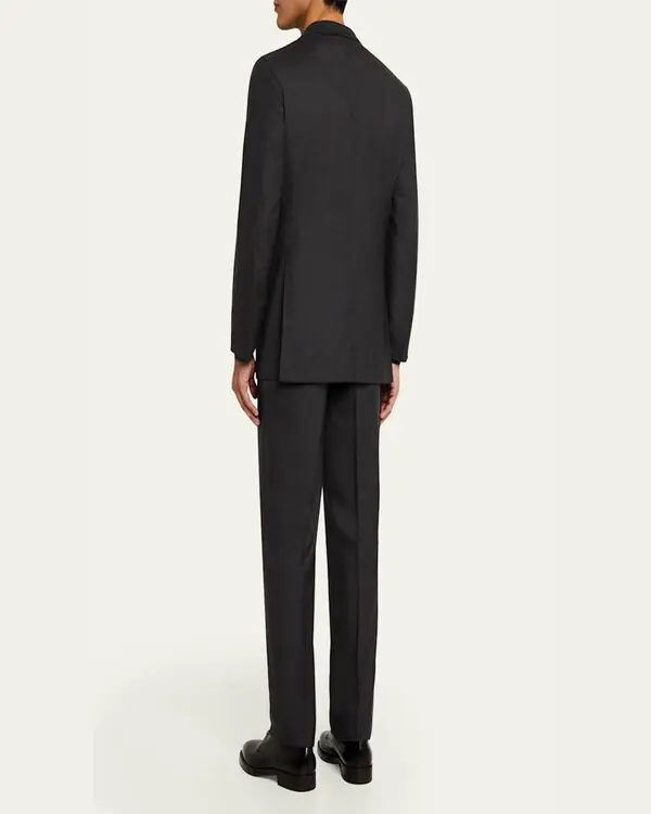 Kiton Solid Wool-silk Suit - Gry