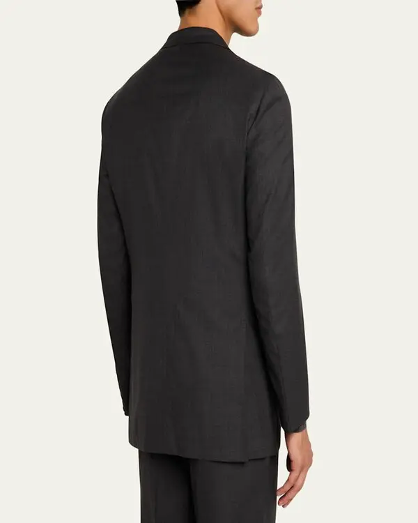 Kiton Solid Wool-silk Suit - Gry