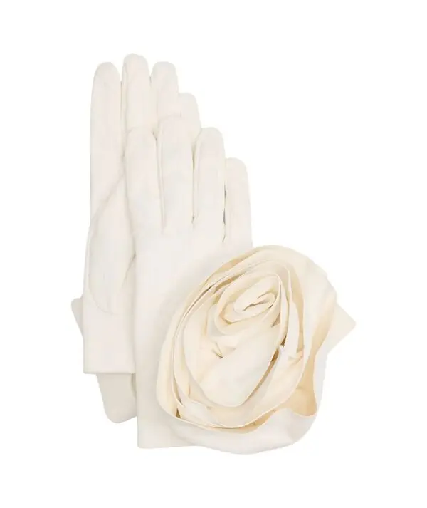 PAULA ROWAN Peony Rose Leather Gloves - White