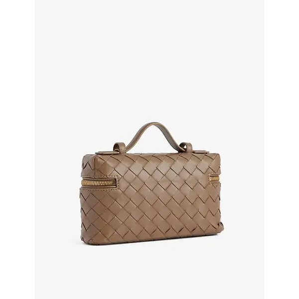 Bottega Veneta Intrecciato Leather Vanity Case - Pinecone-gold