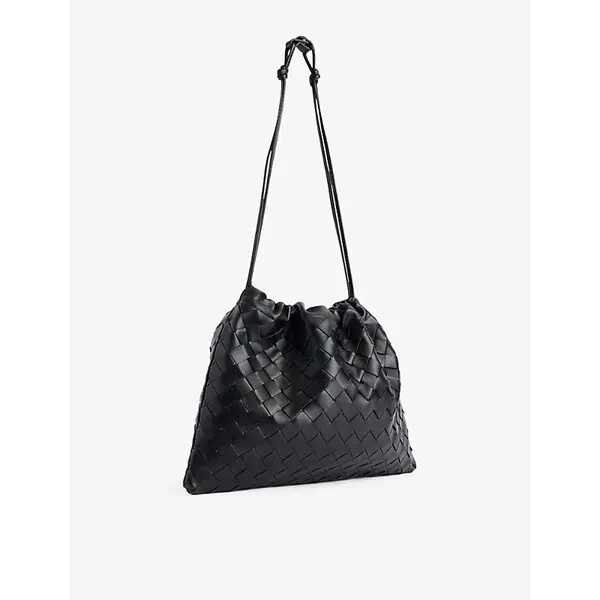 Bottega Veneta Leather Shoulder Bag - Black-gold