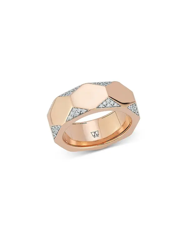 Walters Faith 18k Rose Gold Diamond Quentin Hexagon Band - Pink