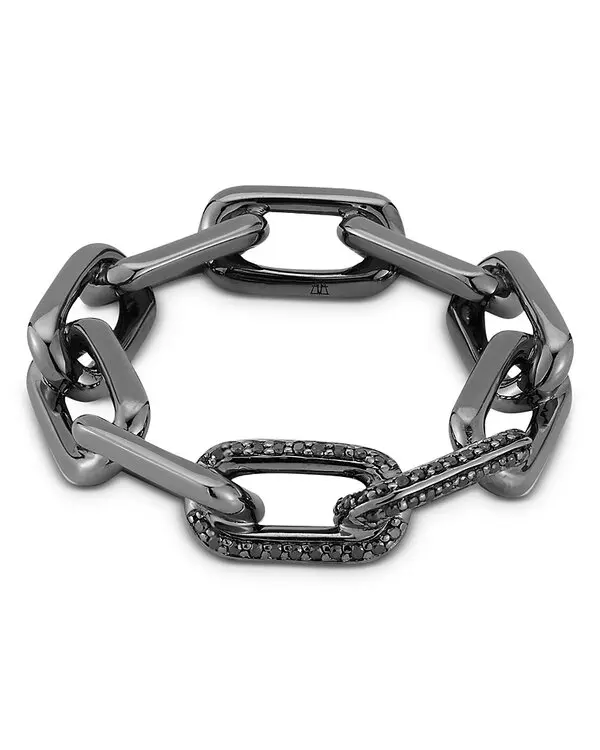 Walters Faith 18k Gold Diamond Chain Link Ring - Black