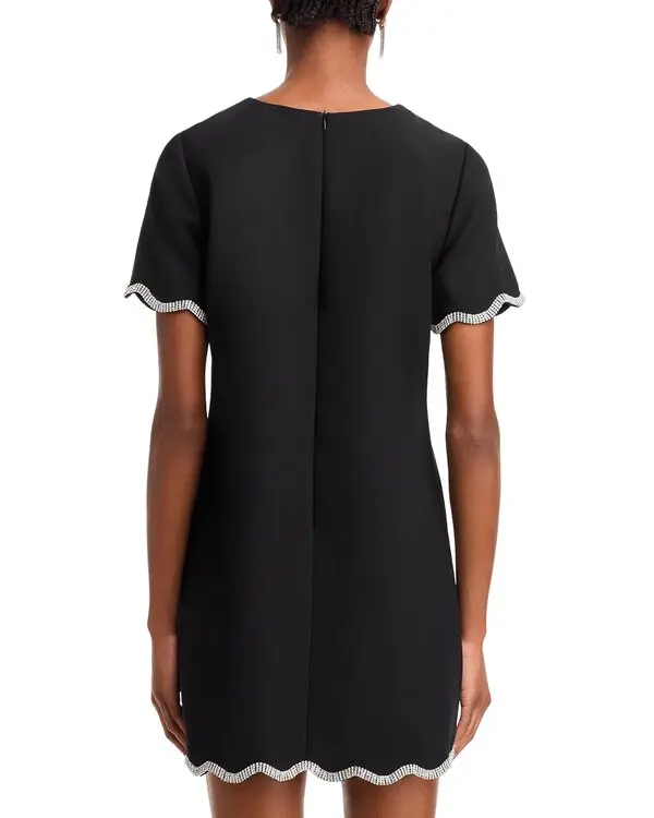 aqua black dress short Aqua Womens Scalloped Surplice Scuba Dress Black XS