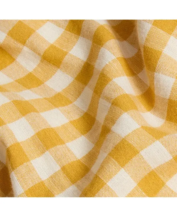 PIGLET IN BED Gingham Linen Blend Fitted Sheet - Honey Gingham