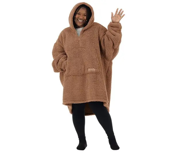 THE COMFY Teddy Bear Quarter Zip Wearable Blanket