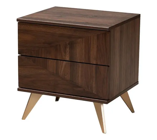 BAXTON STUDIO Graceland Walnut Brown Wood Night Stand - One-color