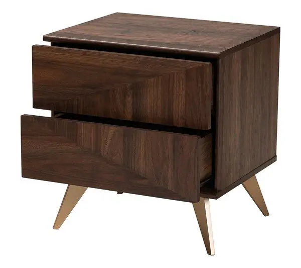 BAXTON STUDIO Graceland Walnut Brown Wood Night Stand