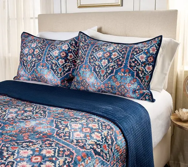 HOME REFLECTIONS Printed Velvet Coverlet Set- Twin - One-color
