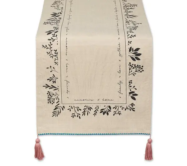 DESIGN IMPORTS Gather Together Embellished Table Runner 14x72 - One-color