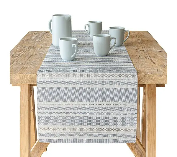 OVERANDBACK Over&back 18x90 Reversible Striped Table Runner Waterproof