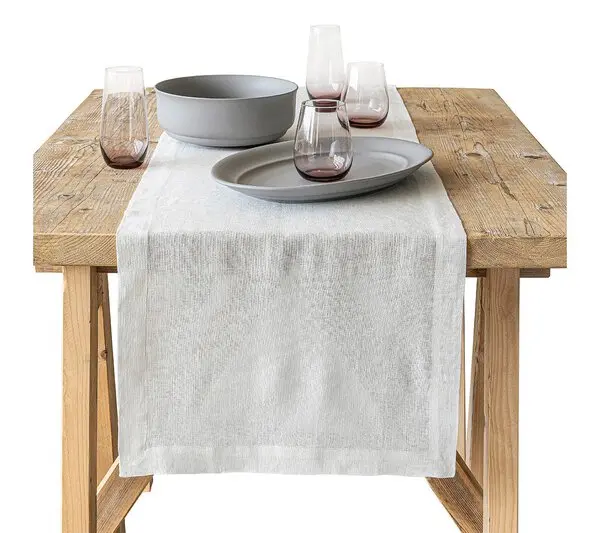 OVERANDBACK Over&back Washed 100% Linen Table Runner Mach Ine Washable - One-color