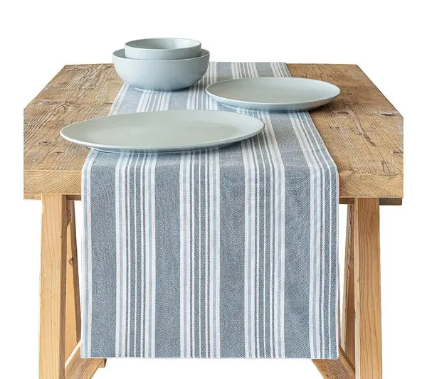 OVERANDBACK Over&back Woven Striped Table Runner Machine Ashable - One-color