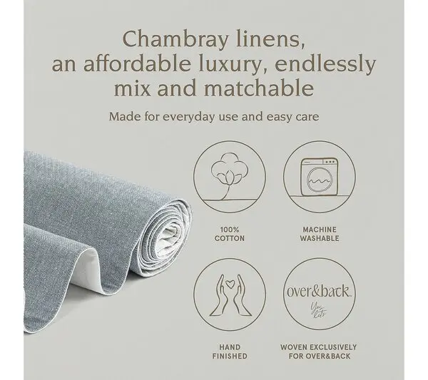 OVERANDBACK Over&back Woven Chambray Cotton Table Runner- M Achine Washabl
