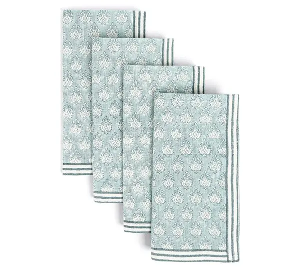OVERANDBACK Over&back Hand-blocked Printed Cotton Cloth Nap Kins, Set Of 4 - One-color