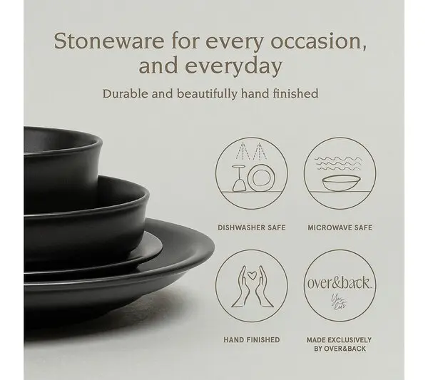 OVERANDBACK Over&back Rimmed 16-piece Semi-matte Stoneware Innerware Set
