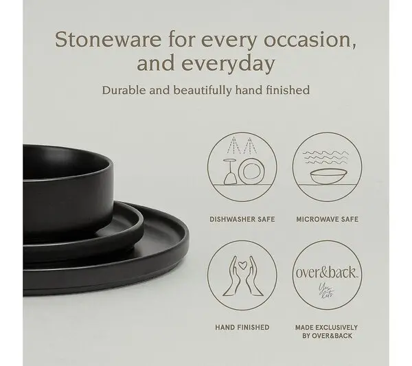 OVERANDBACK Over&back Stackable 12-piece Semi-matte Stonewa Re Dinnerware