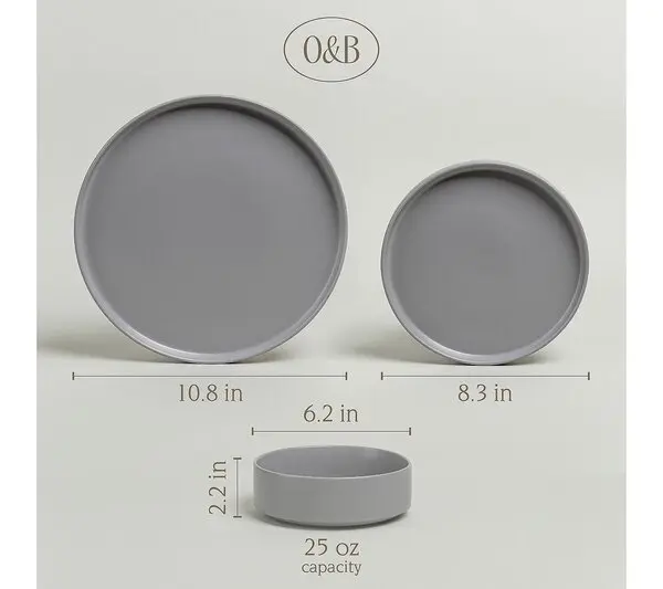 OVERANDBACK Over&back Stackable 12-piece Semi-matte Stonewa Re Dinnerware