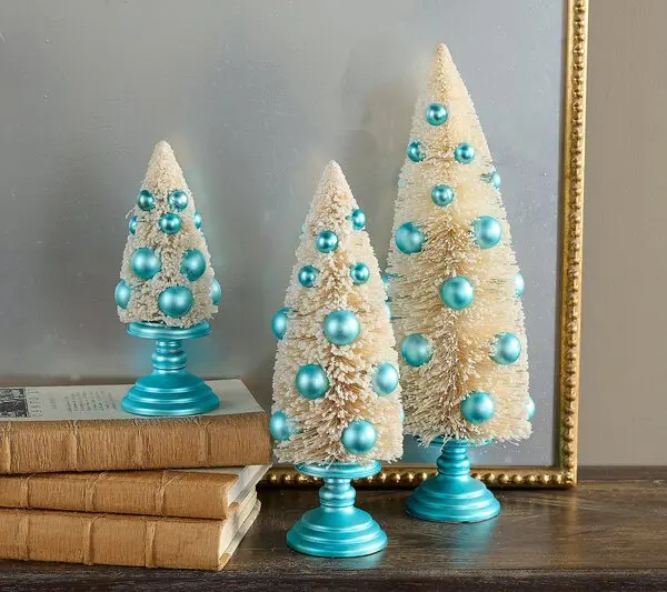 VALERIE PARR HILL As Is Set Of 3 Decorated Bottlebrush Trees Valerie - One-color
