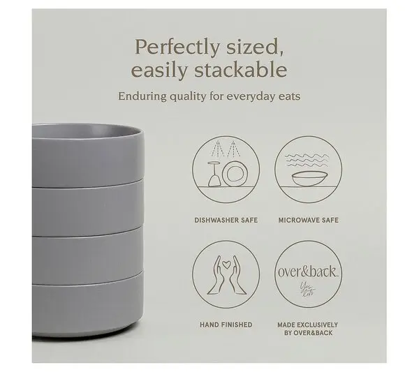 OVERANDBACK Over&back Stackable 25oz Semi-matte Stoneware C Ereal Bowls