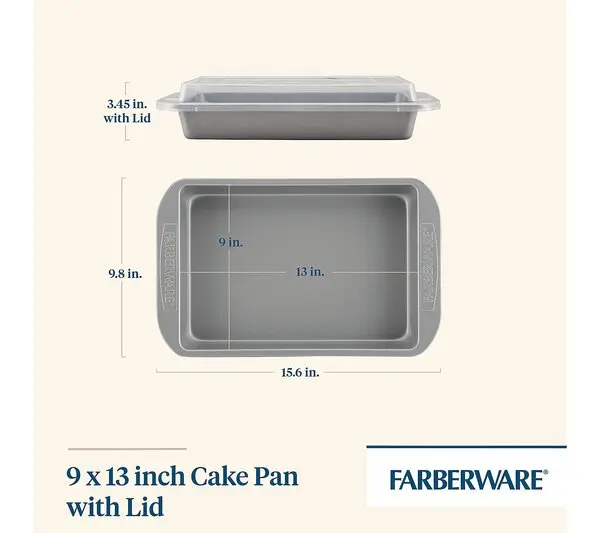 FARBERWARE Nonstick Bakeware Rectangular Covere D Cake Pan 9x13