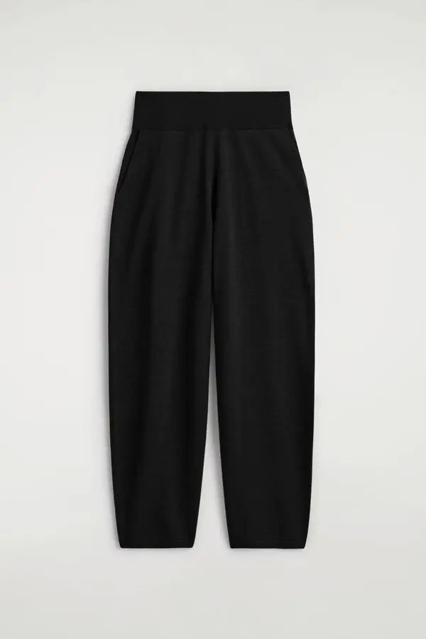 Cos Merino Wool Barrel-leg Pants - Black