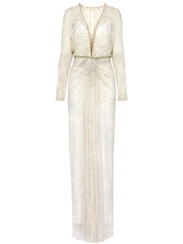Jenny Packham Nina Embellished Maxi Dress - Neutrals