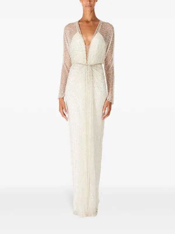 Jenny Packham Nina Embellished Maxi Dress - Neutrals