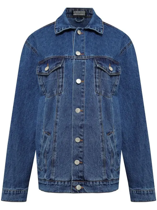 AMAPO Single-breasted Denim Jacket - Blue
