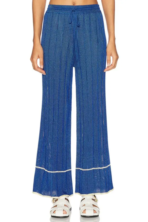 Calle Del Mar Wide Rib Pajama Pant In Royal - Lapis & Butter