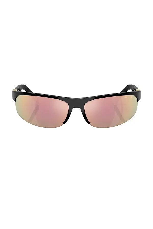 Miu Miu Women\'s Mirrored Shield Sunglasses, 120mm Miu Miu Shield Mirrored Sunglasses - Black Sunglasses  main image 4