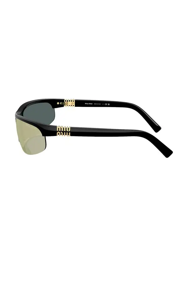 Miu Miu Women\'s Mirrored Shield Sunglasses, 120mm Miu Miu Shield Mirrored Sunglasses - Black Sunglasses  main image 3