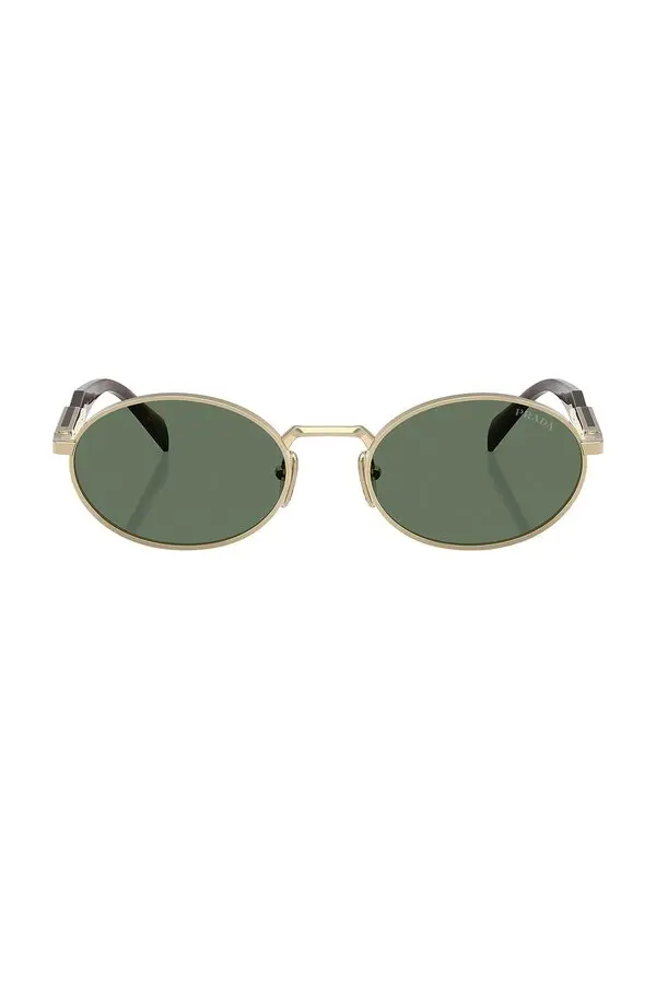 Prada Oval Frame Sunglasses - Pale Gold