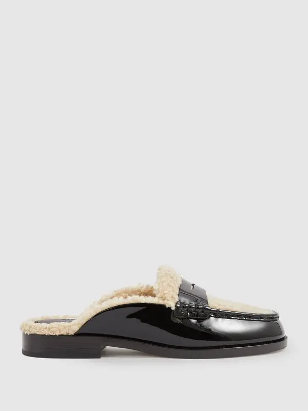 Paige Leather And Shearling Loafer Mules
